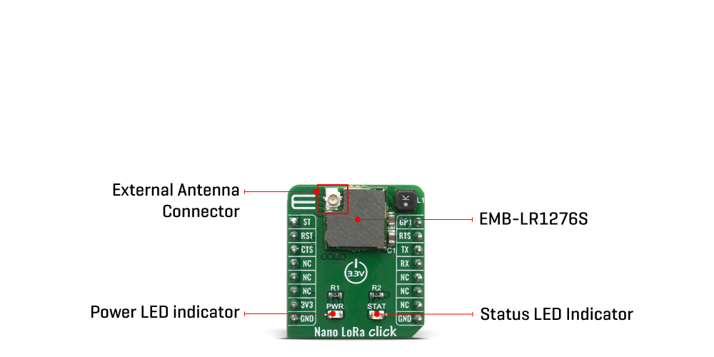 나노 815/928Mhz LoRa 트랜시버 모듈 -LoRaWANTM, EMB-LR1276S (NANO LORA CLICK)